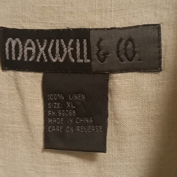MAXWELL & CO | Shirts | Maxwell Company Tankhaki Ss 0 Linen Shirt W Side Slits Size Xl | Poshmark